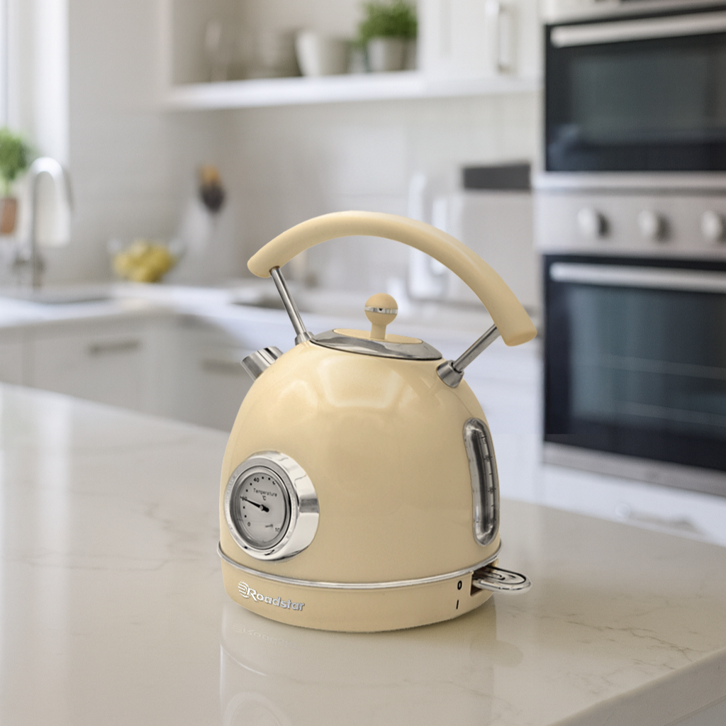 Roadstar KT-880CR – Vintage Electric Kettle with Thermometer & 1.8L Ca ...